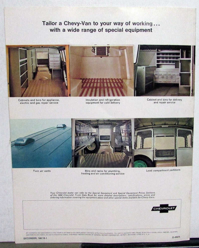 1968 Chevrolet Chevy Van G10 & G20 Model Truck Dealer Sales Brochure ...