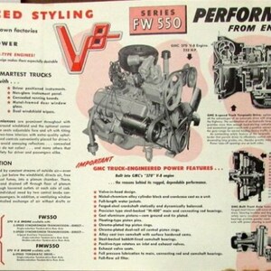 1958 GMC 550 FW & FMW Truck Series Color Sales Brochure Folder Original ...