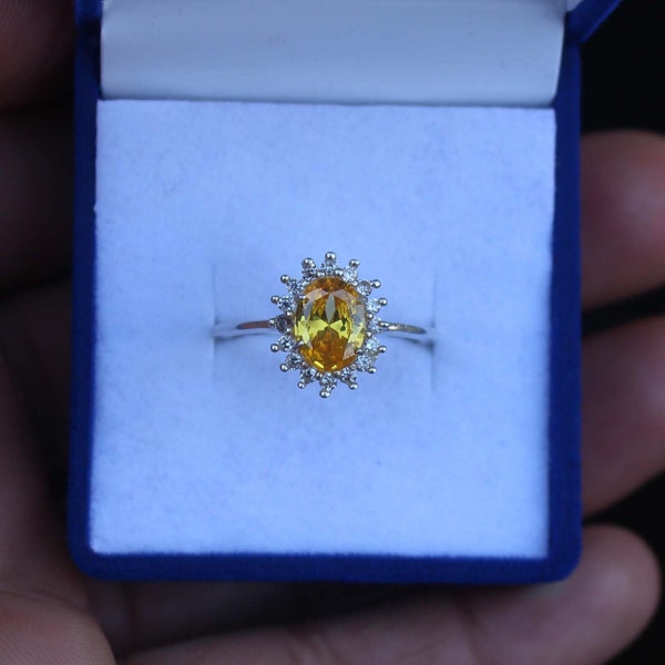 Lab Created Yellow Sapphire Ring - Etsy