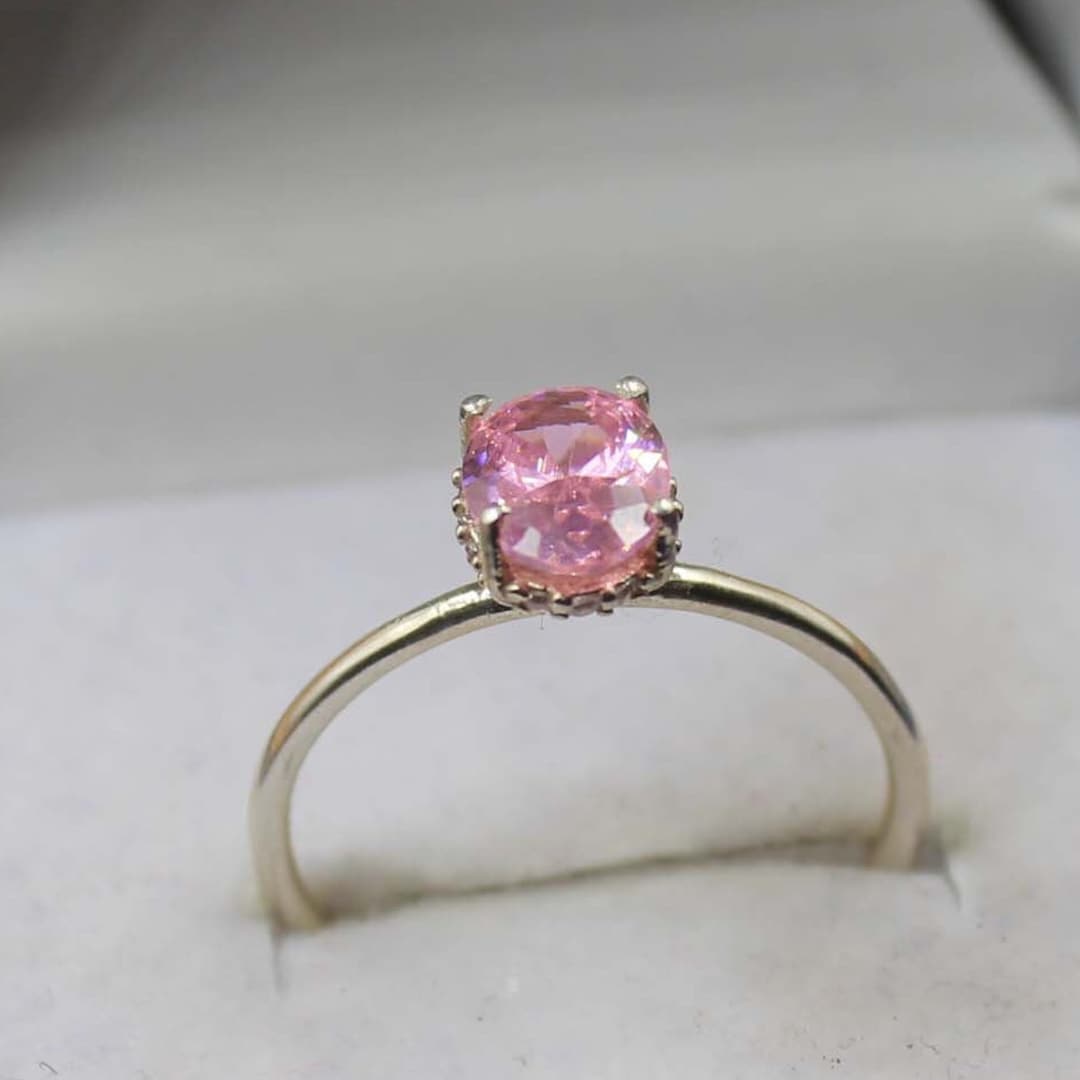 Pink Sapphire Ring, Oval Cut Ring, Pink Stone Ring, 925 Sterling Silver ...