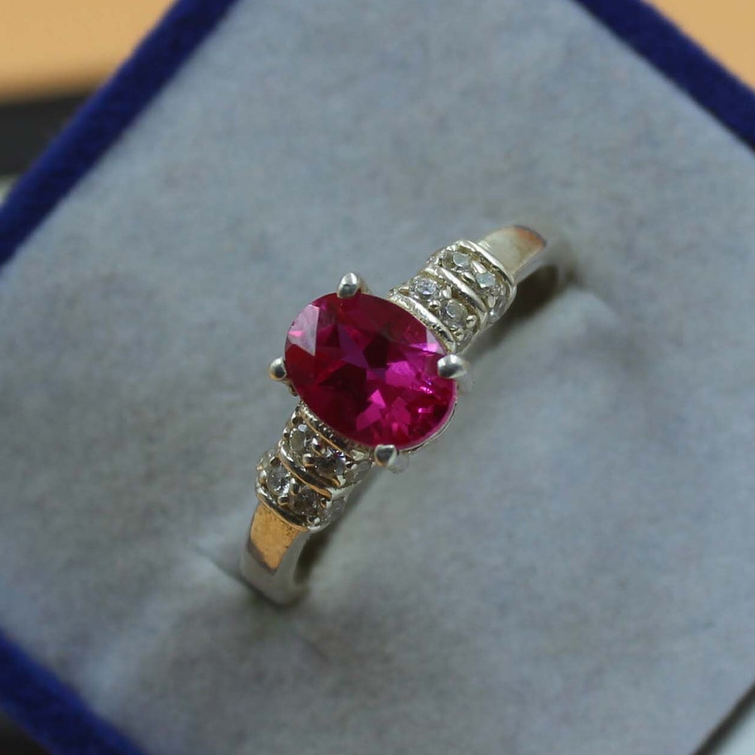 Ruby Ring, Solitaire Ring, Red Ruby Jewelry, 925 Sterling Silver, Solitaire Ring, July ...