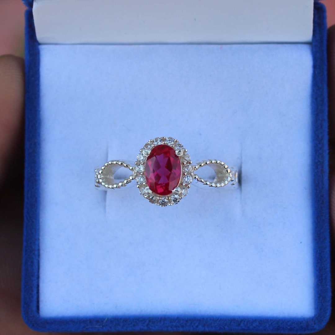 Genuine Ruby Ring Oval Shape Solitaire Ring 925 Sterling - Etsy