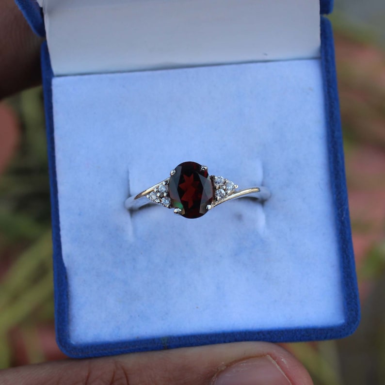 Mozambique Red Garnet Ring 925 Sterling Silver Handmade Ring - Etsy