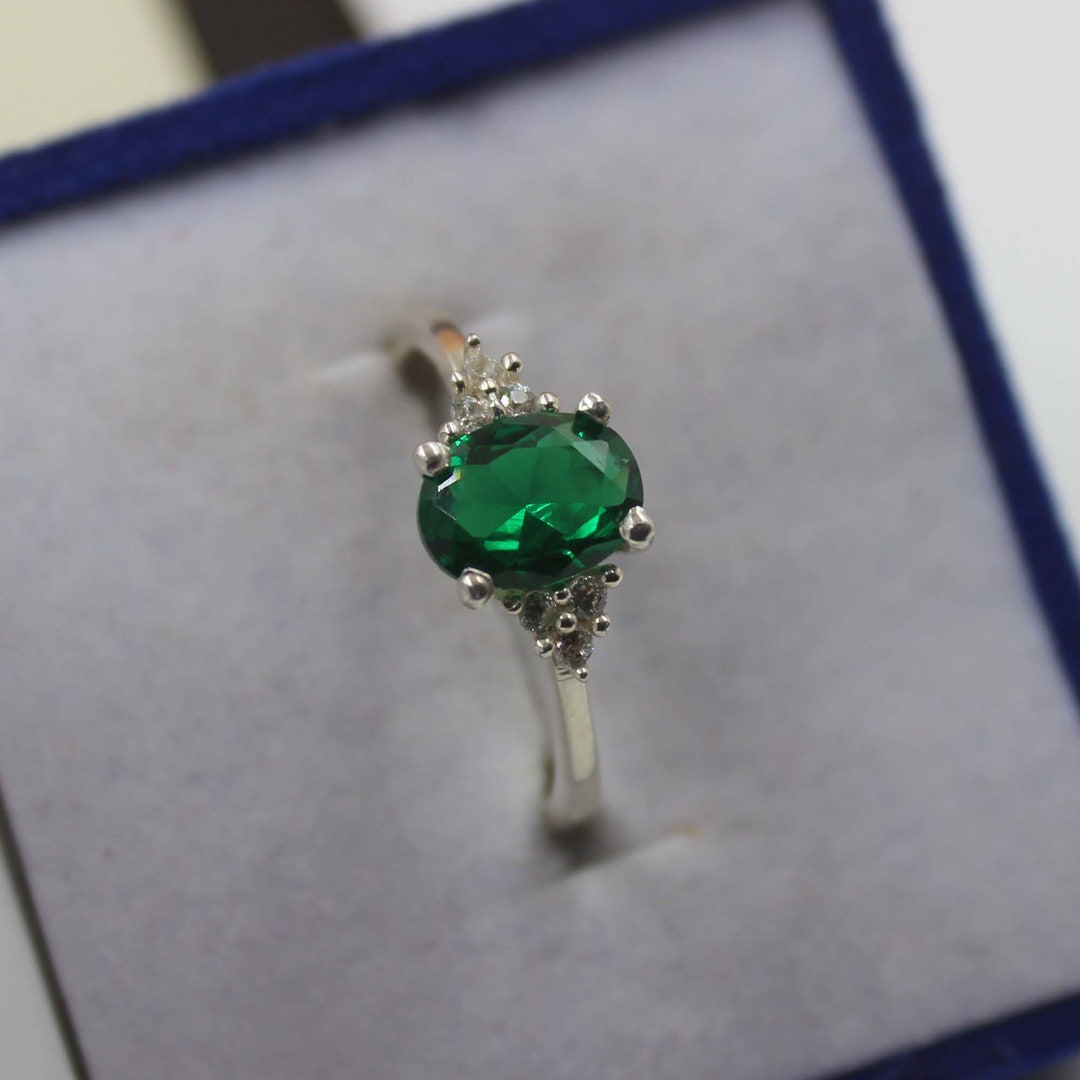 Emerald Ring Engagement Ring, Lab Emerald Ring, Stackable Ring ...