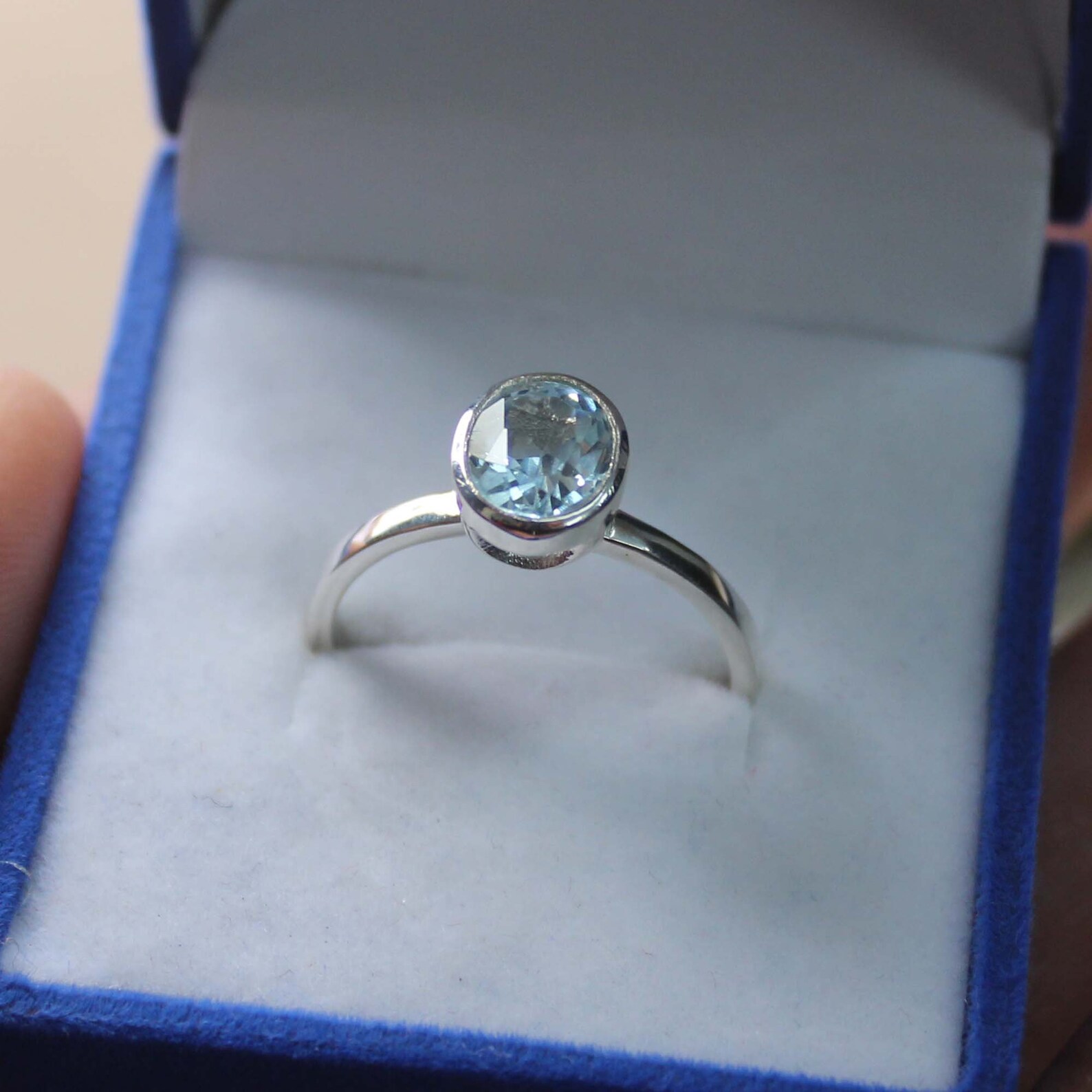 Oval Aquamarine Ring: March Birthstone, 925 Sterling Silver Promise ...