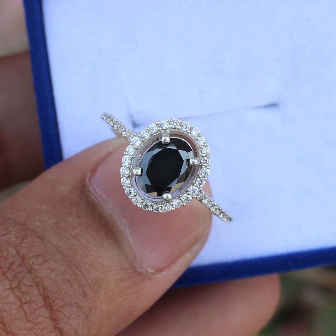 Black Spinel Ring, 925 Sterling Silver Ring, Handmade Rings, Unisex ...
