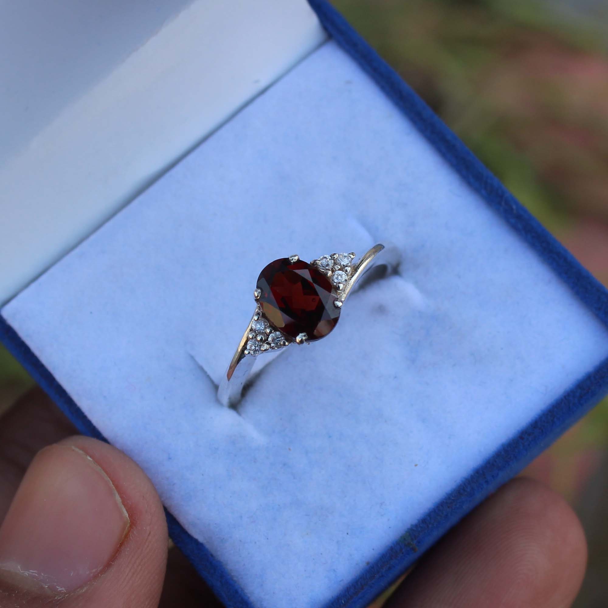 Mozambique Red Garnet Ring 925 Sterling Silver Handmade Ring | Etsy