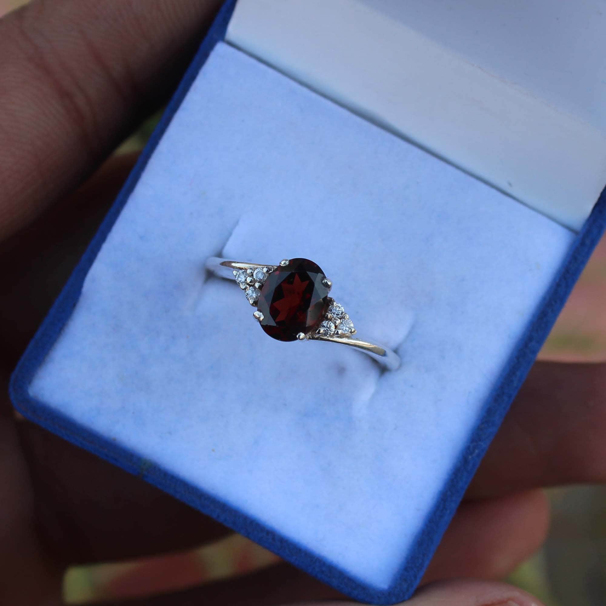 Mozambique Red Garnet Ring 925 Sterling Silver Handmade Ring | Etsy