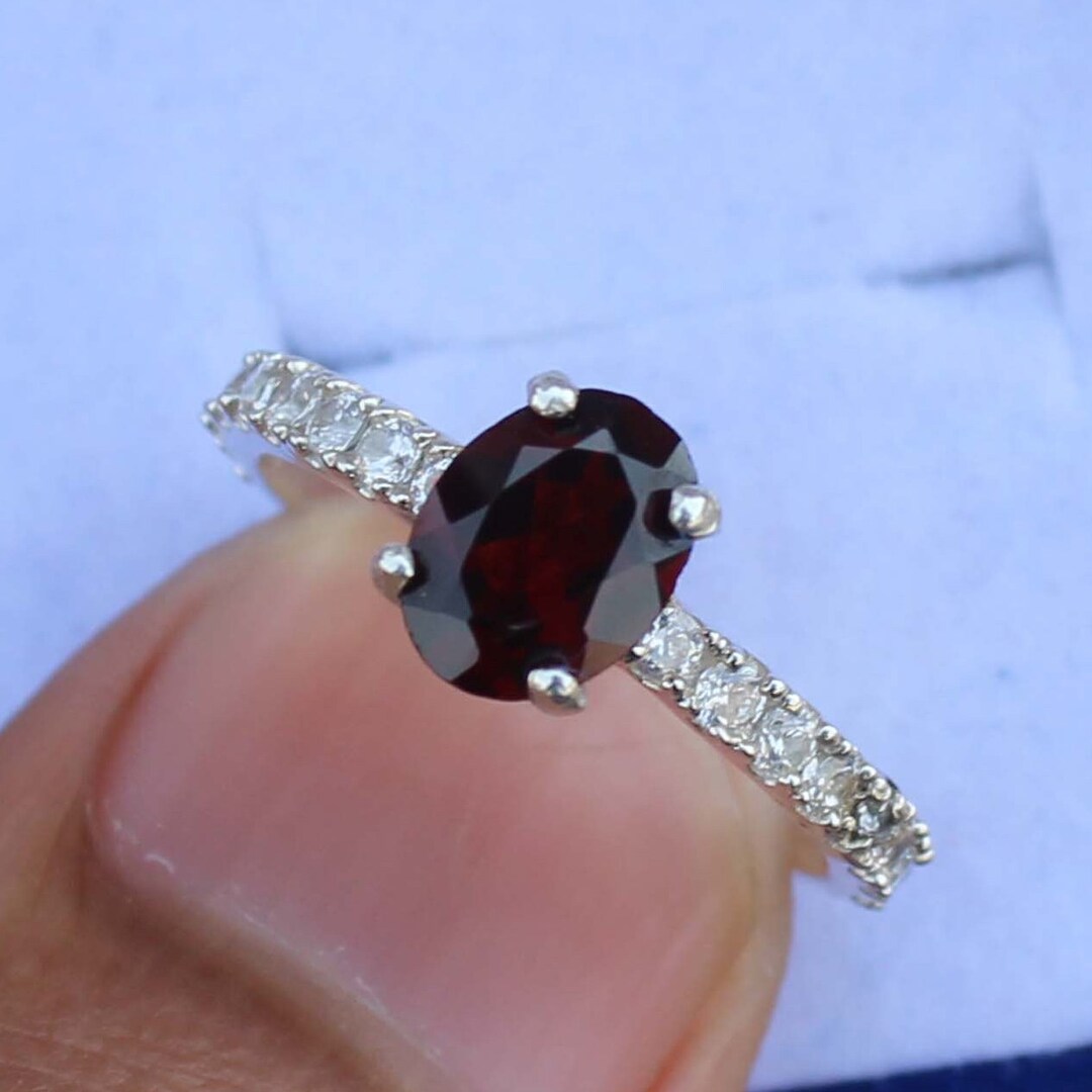 Vintage Style Garnet Ring - Unique Red Stone Engagement Jewelry - Etsy