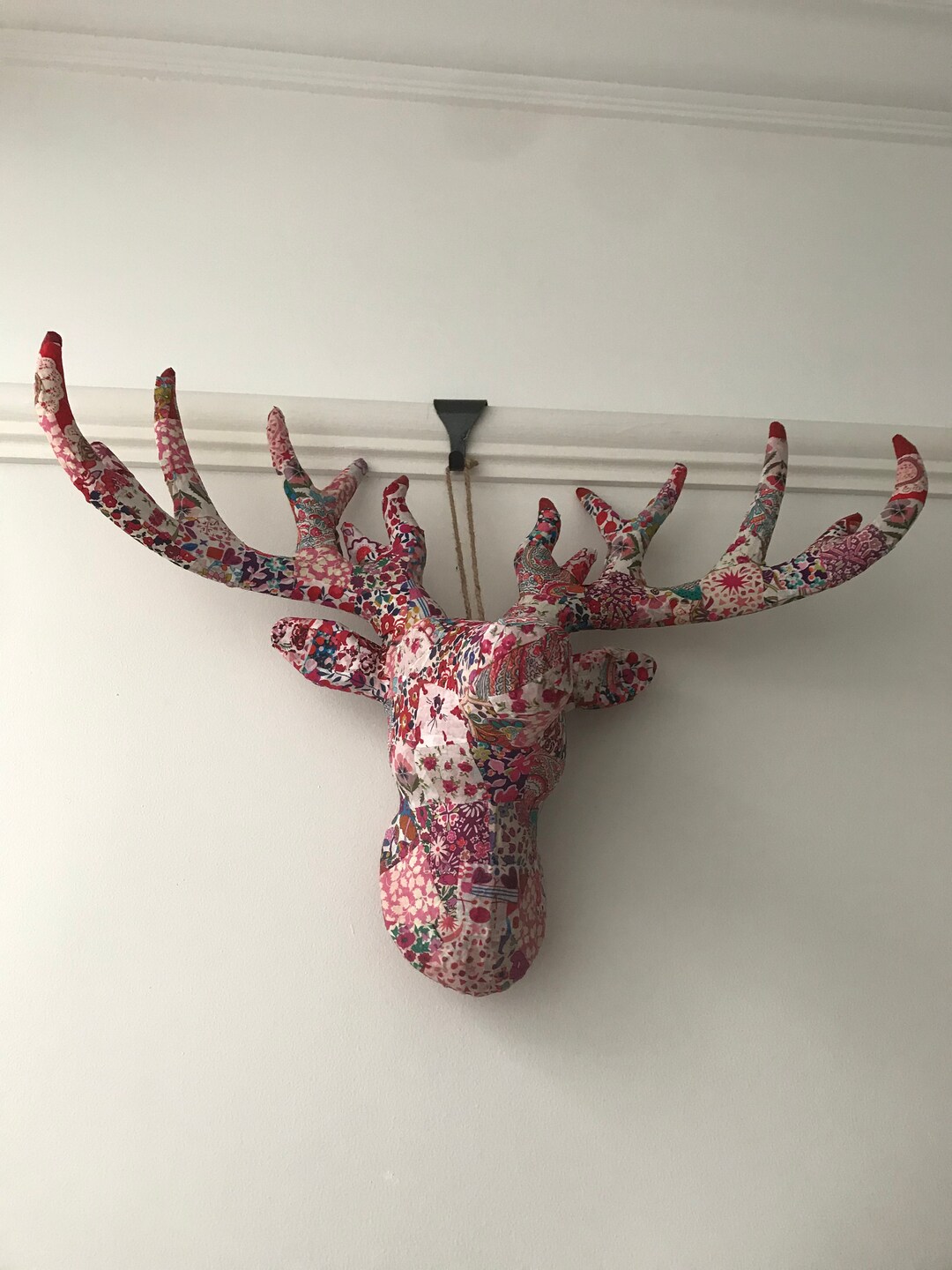 Stag Head in Liberty Fabric, Decoupaged Handmade Faux Taxidermy, Wall ...