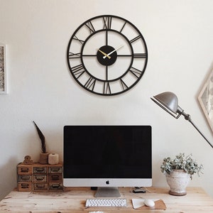 19" Metal Wall Clock With Roman Numerals, Clocks for Wall Vintage ...