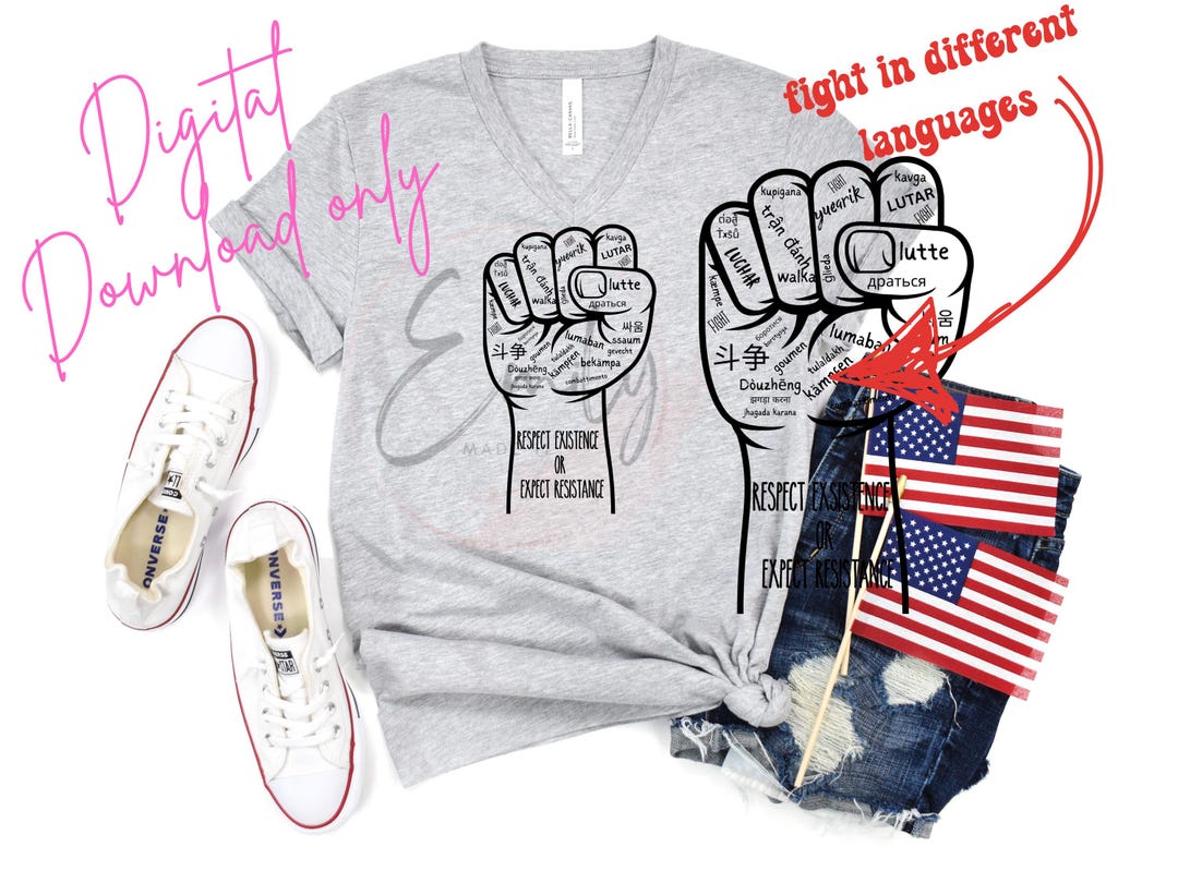 Raised Fist With Language Symbols and Respect Existence or Expect ...