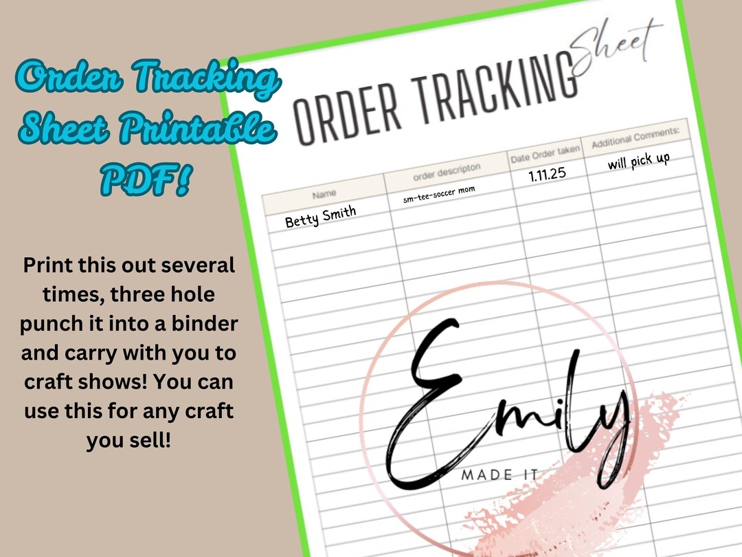 Printable Order Tracker, Order Log, Instant Digital Download, US Letter ...