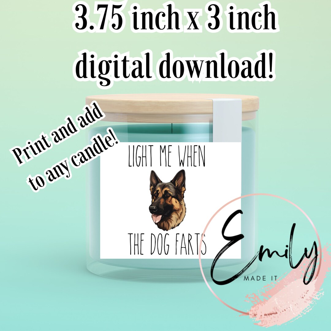 Printable Candle Label Template of a German Shepard That Says Light ...