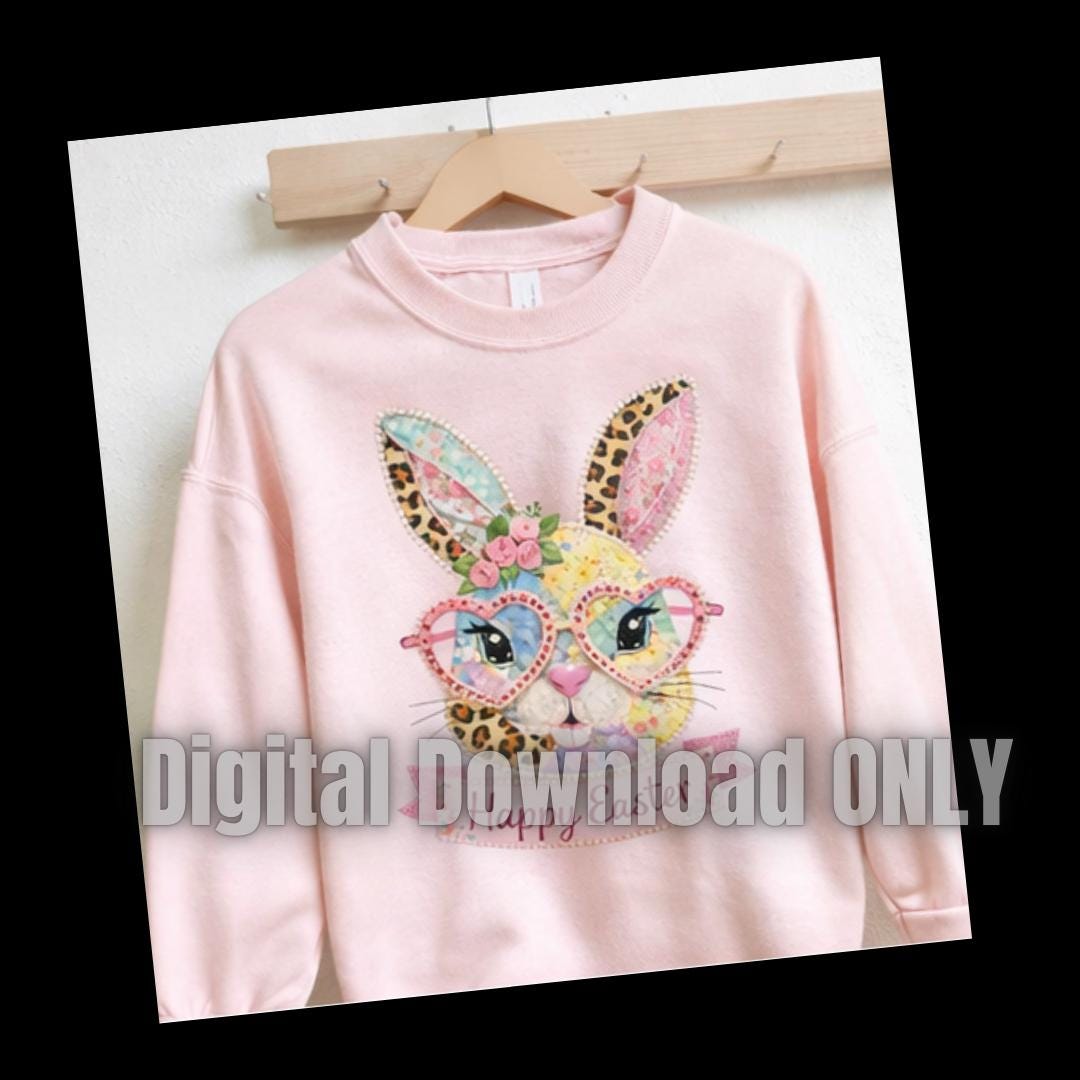 Patchwork Leopard Easter Bunny PNG, Floral Bunny Face Sublimation & DTF ...