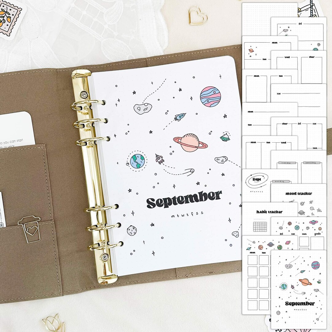 Ring Binder Inserts | September | Planets Theme | Monthly Planner ...