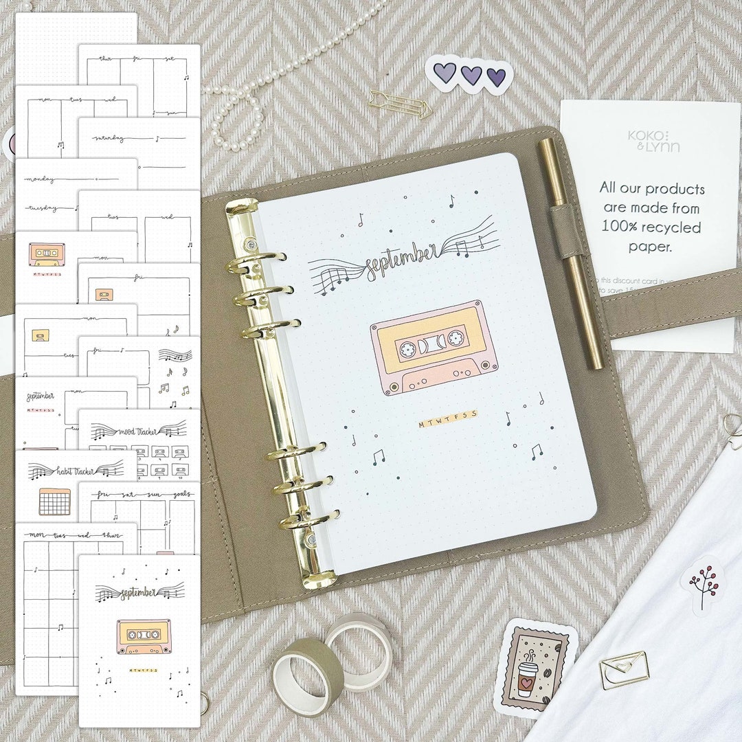 Ring Binder Inserts | September | Music Theme | Monthly Planner Undated ...