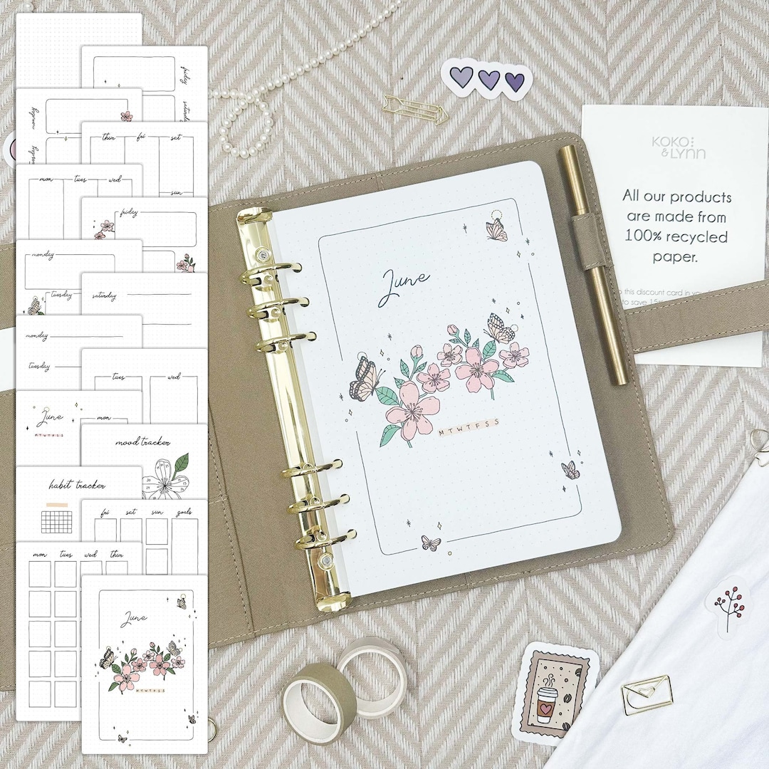 Ring Binder Inserts | June | Butterflies Theme | Monthly Planner ...