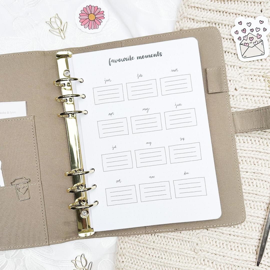 Ring Binder Inserts | A5 Favorite Moments Tracker | Hand-drawn Page ...