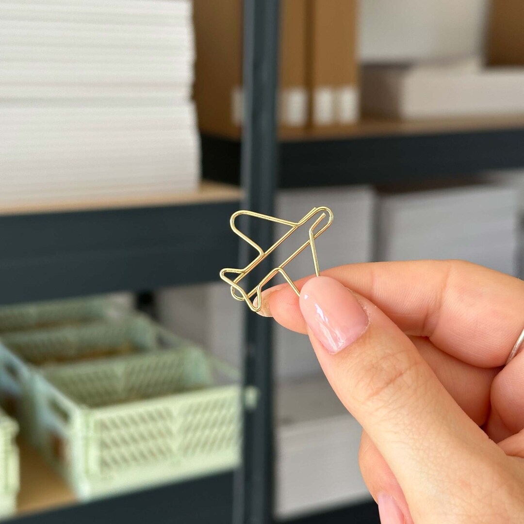 Golden Paper Clips Plane | 5 Pieces | Metal Paper Clip | Binder Clips ...
