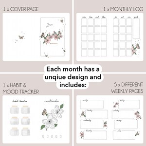 Ring Binder Inserts | August Monthly Planner Undated | 16 Hand-drawn ...