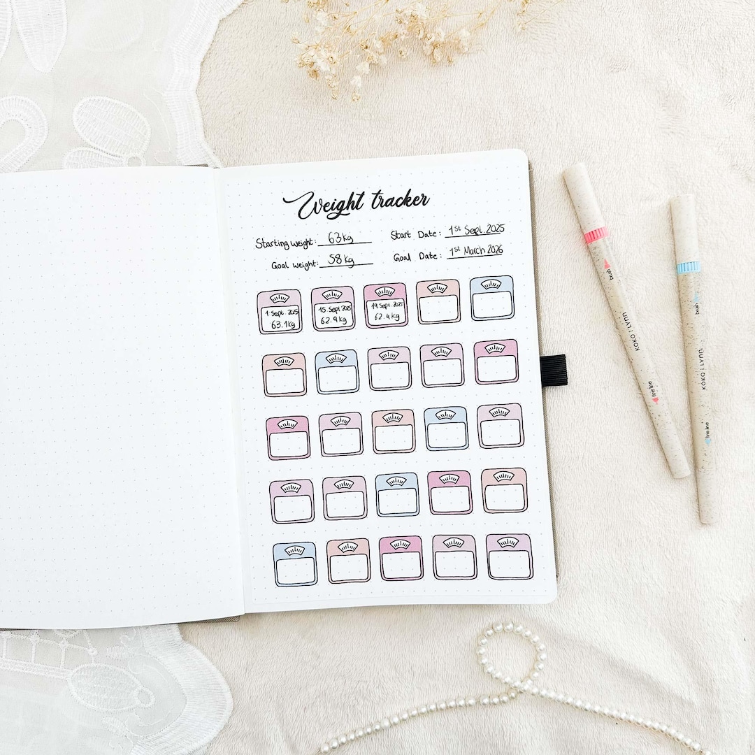Weight Tracker | Stick-in-page | A5 Format | Tracker | Weight Diary ...