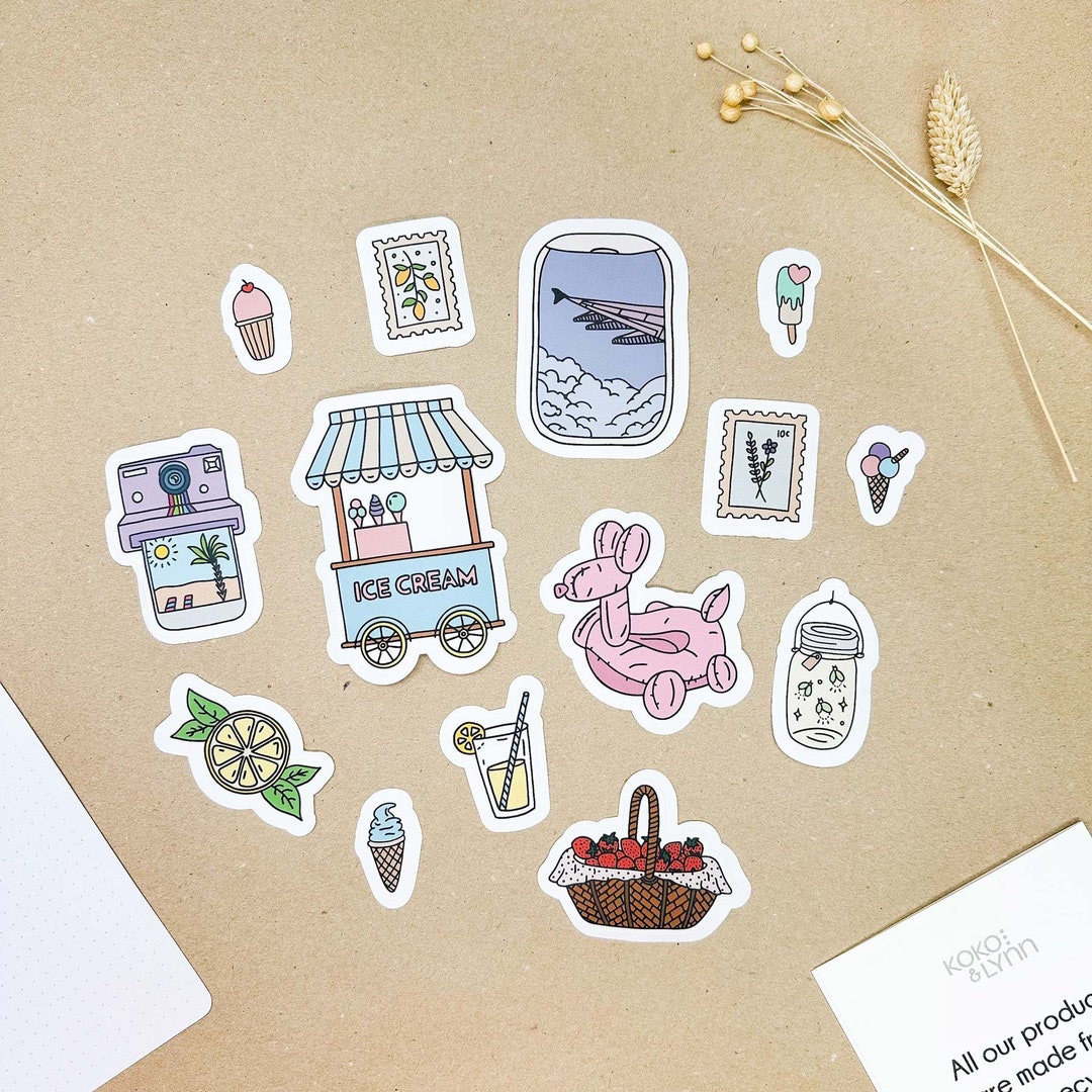 14 Hand-drawn Stickers | Summer-sticker Bundle | Cute and Unique ...