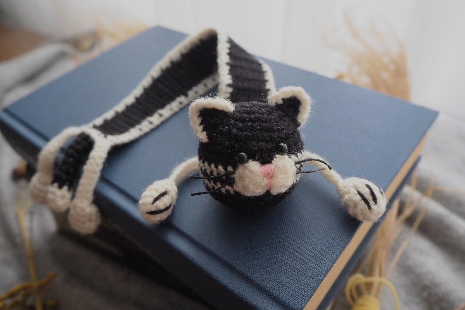 Tuxedo CAT Bookmark, Black and White Cat Plush Bookmark, Cute Animal ...