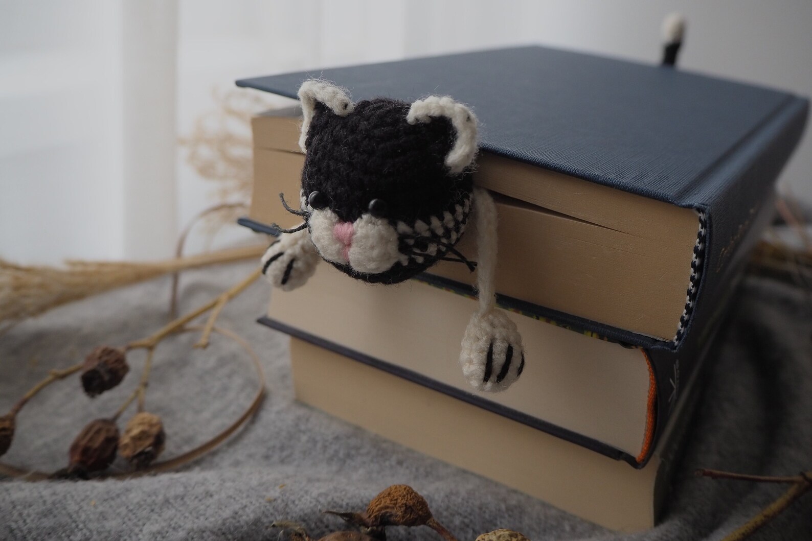 Tuxedo CAT Bookmark, Black and White Cat Plush Bookmark, Cute Animal ...