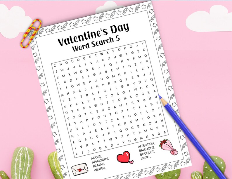Valentine's Day Activity Pages for Kids, Coloring Sheets, Word Search ...