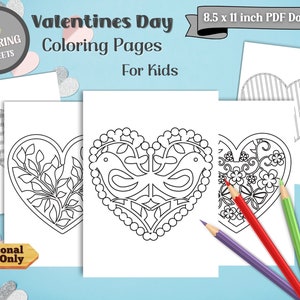 Heart Coloring Pages for Kids, Valentine's Day Coloring Sheets ...