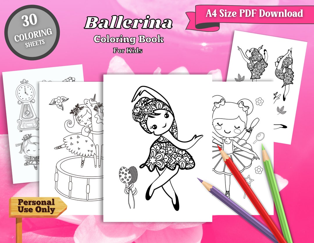 Ballerina Coloring Pages for Girls Love to Dance, Ballet Coloring Book ...