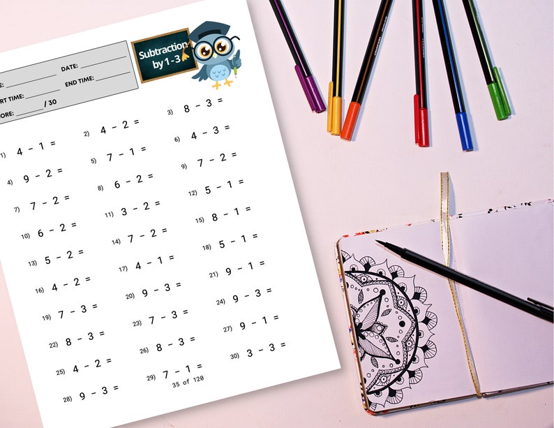 1st Grade Subtraction Worksheets for Kids, Montessori Math, Grade 1 ...
