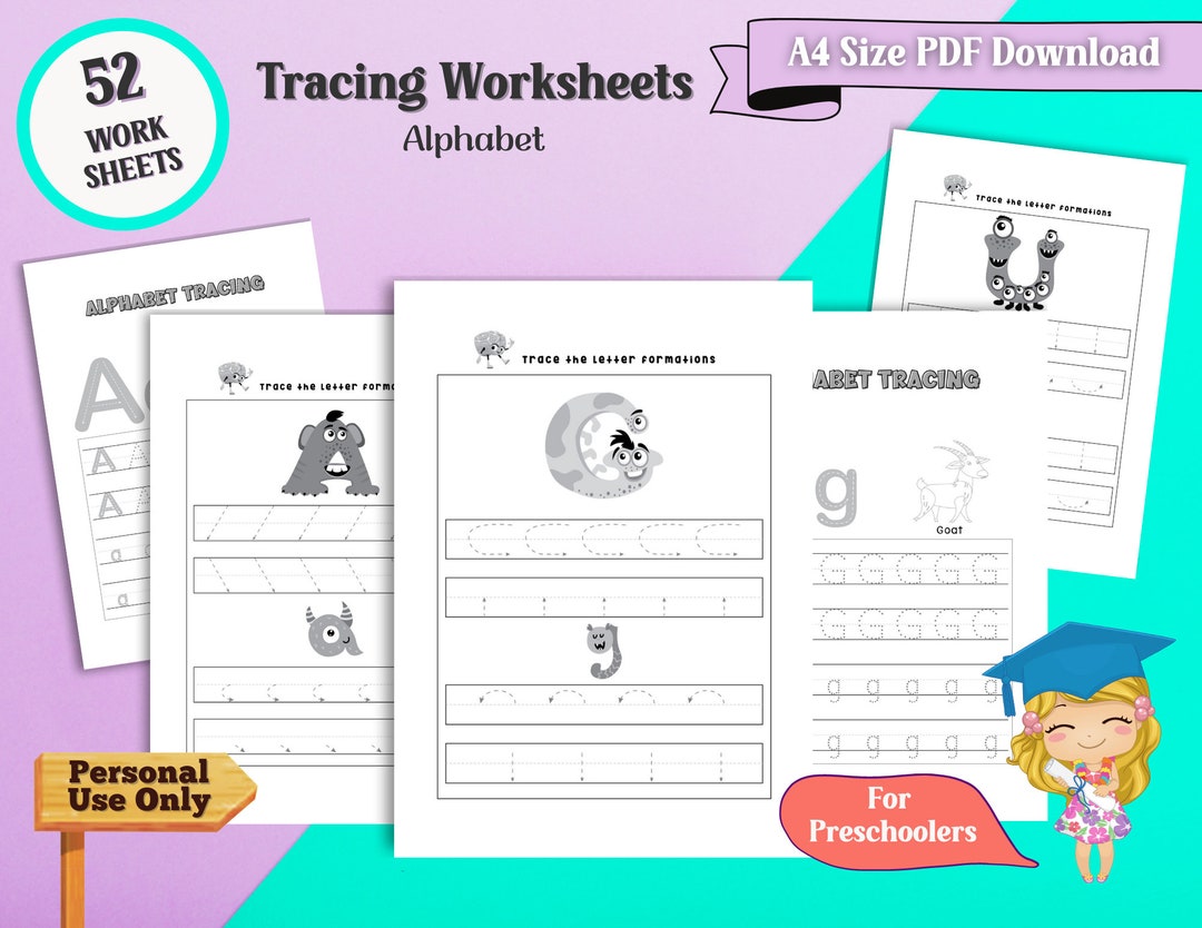 Alphabet Tracing Preschool Worksheet, Alphabet Printable, Alphabet ...