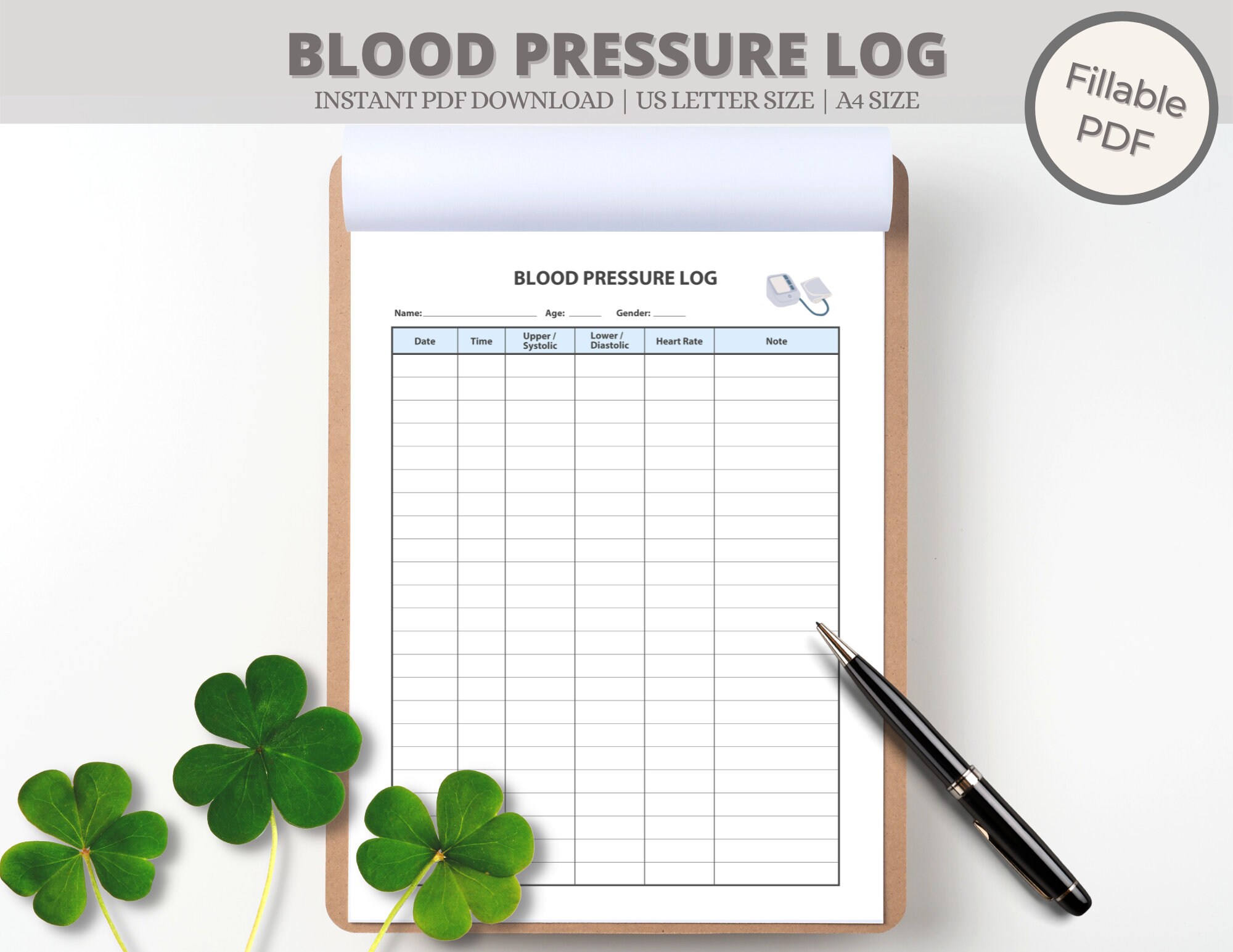 Editable Blood Pressure Log, Printable Health Tracker, Medical Tracker ...