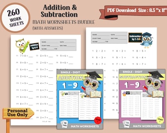 1st Grade Subtraction Worksheets for Kids, Montessori Math, Grade 1 ...