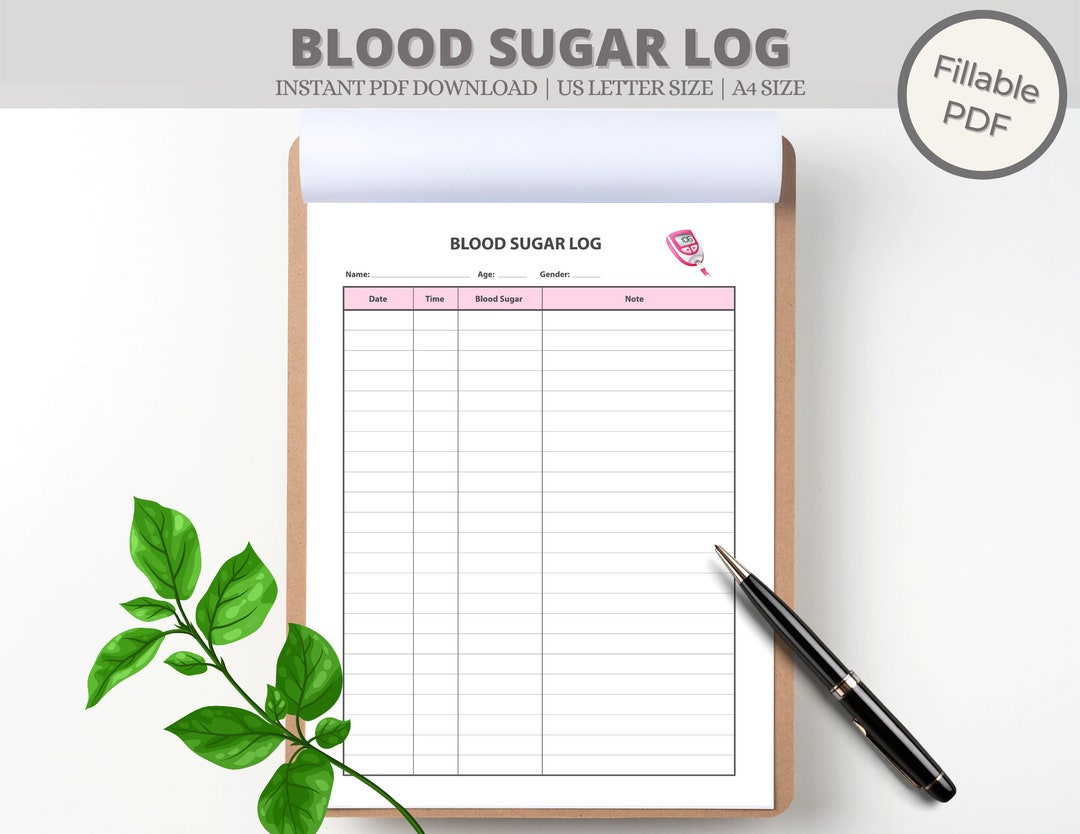 Blood Sugar Log (simple Version) Diabetes Printable, Blood Sugar ...