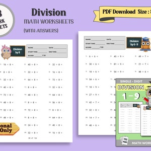 Division Worksheets for Kids, 3rd Grade, Montessori Math, Grade 3 ...