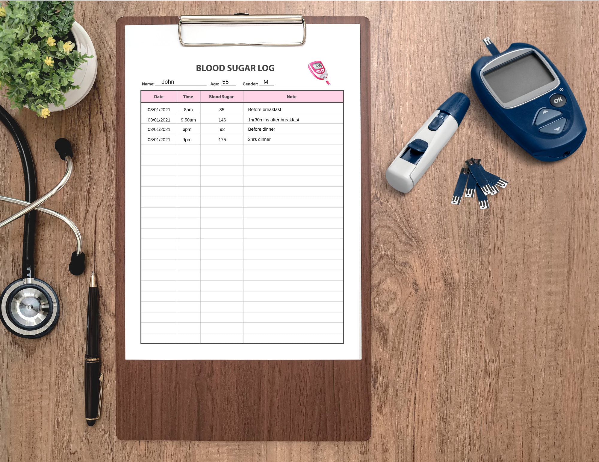 Blood Sugar Log (simple Version) Diabetes Printable, Blood Sugar ...