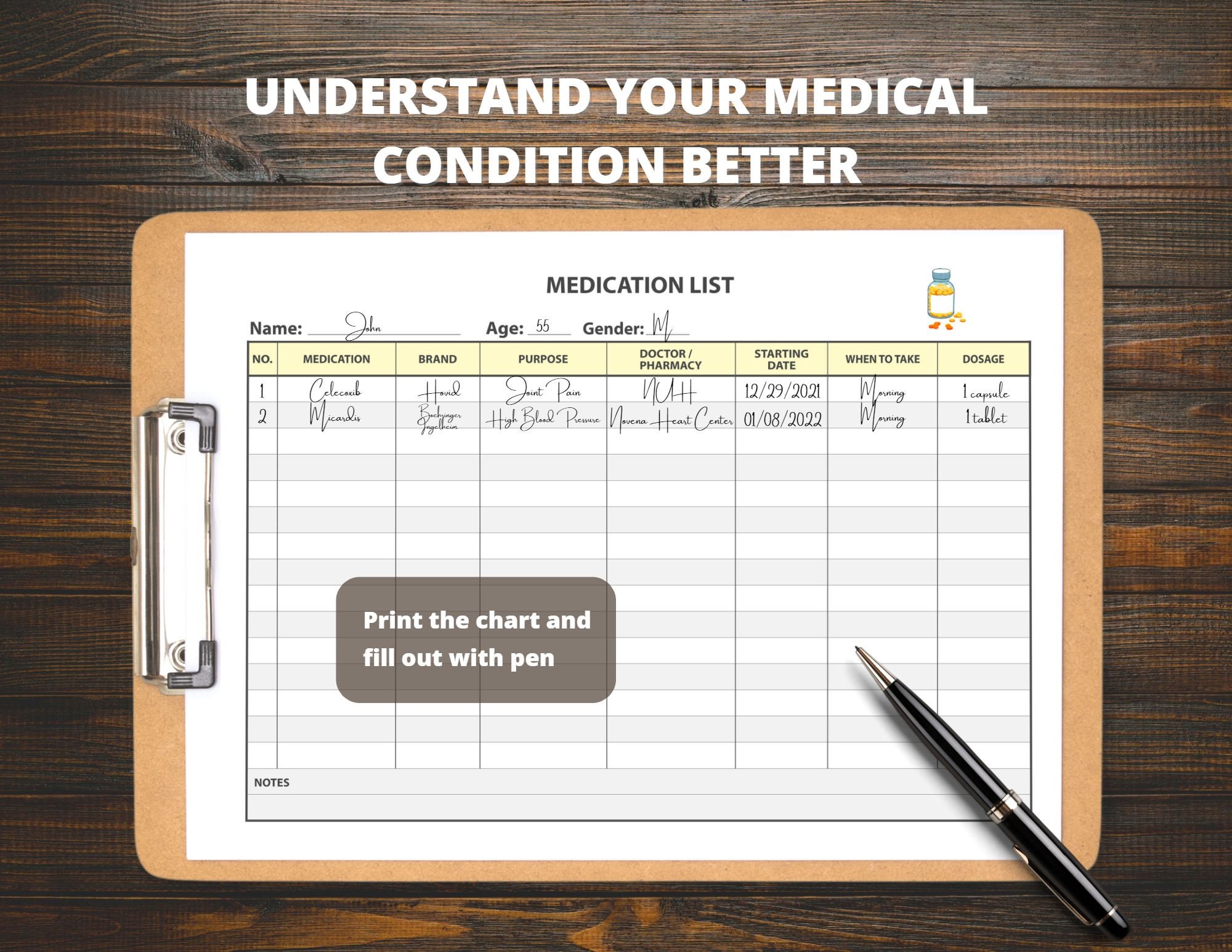 Medication List Medication Tracker Medication Organizer, Medication Log ...
