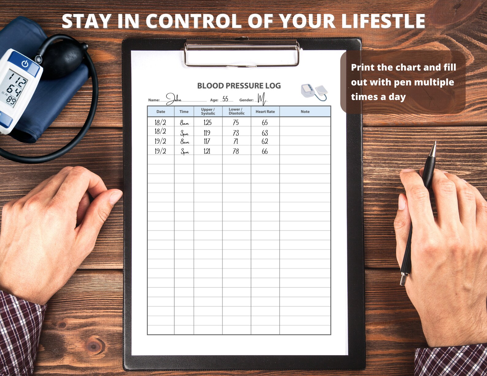 Editable Blood Pressure Log, Printable Health Tracker, Medical Tracker ...