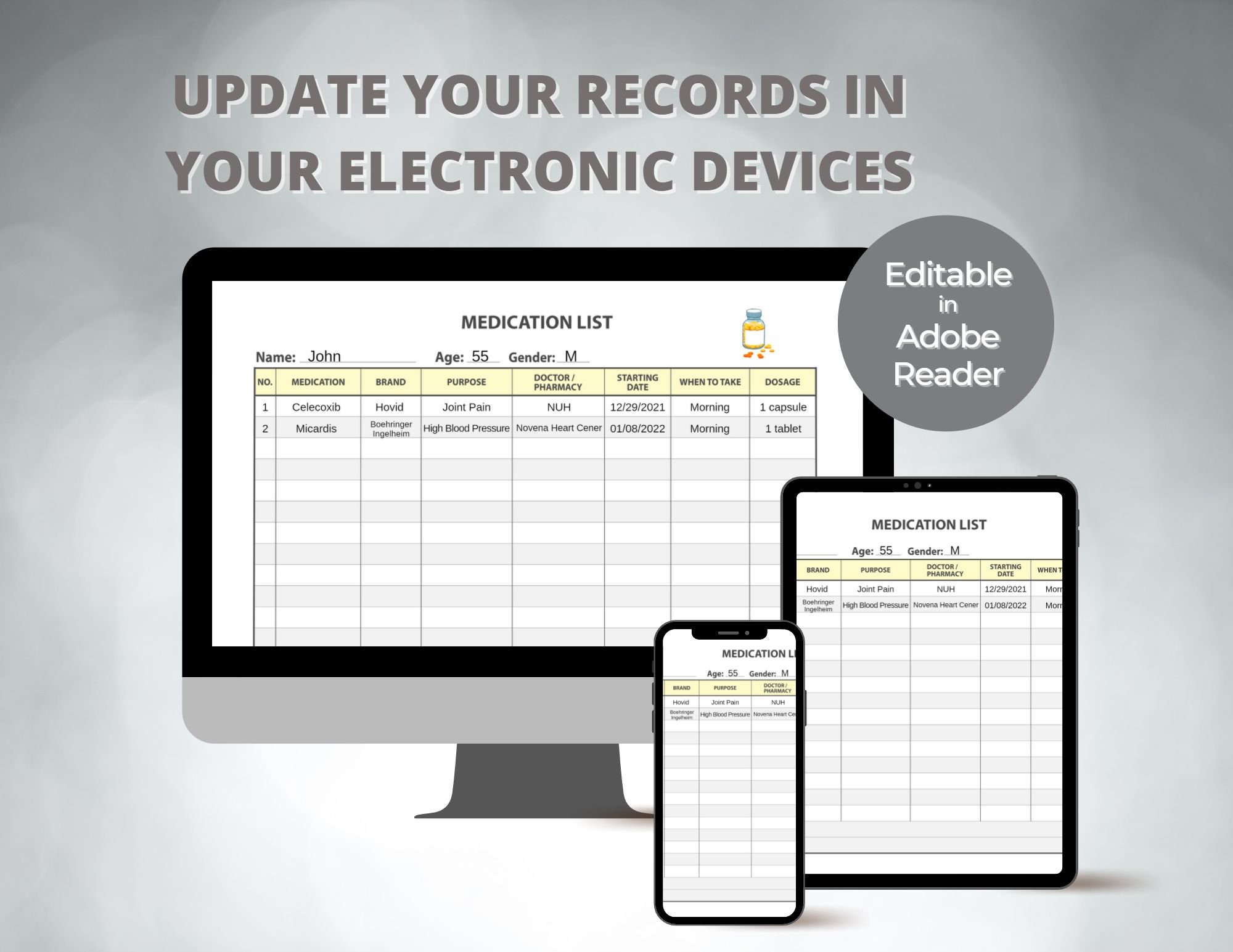 Medication List Medication Tracker Medication Organizer, Medication Log ...