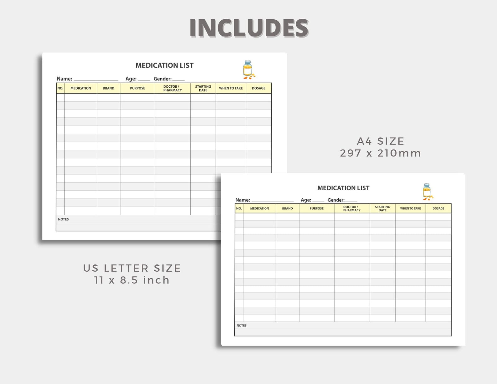 Medication List Medication Tracker Medication Organizer, Medication Log ...