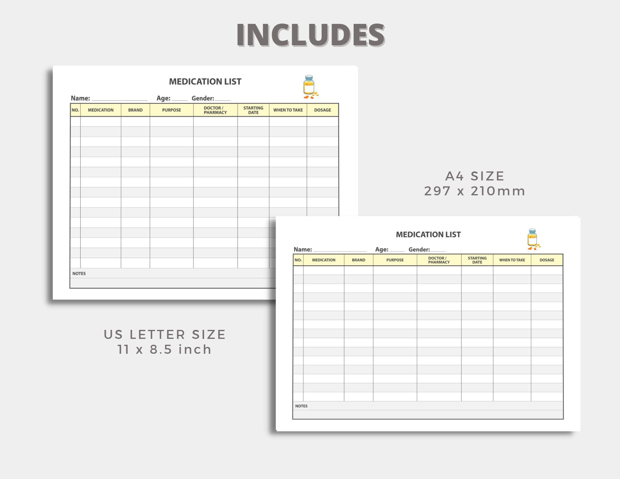 Medication List Medication Tracker Medication Organizer, Medication Log ...