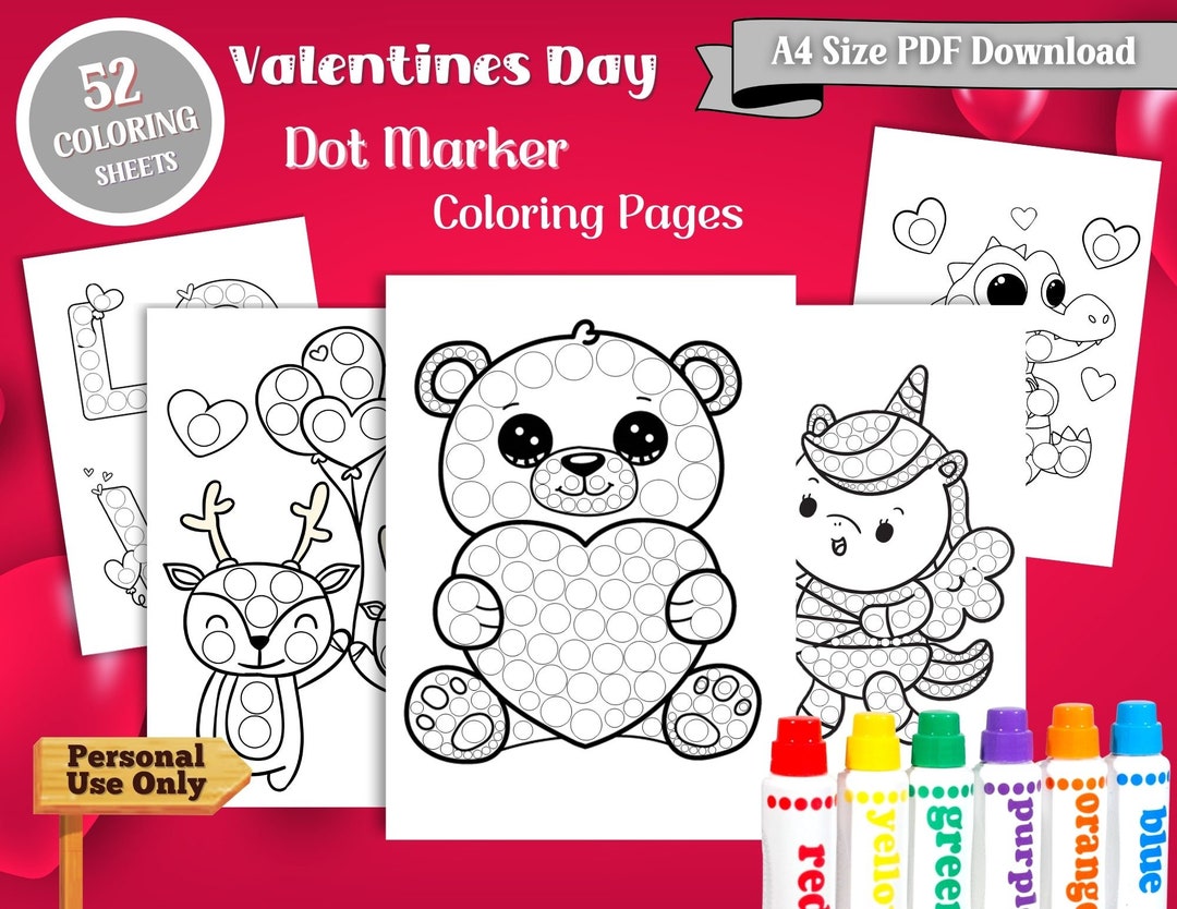 Valentine‘s Day Dot Marker Coloring Sheets for Kids Printable Coloring ...