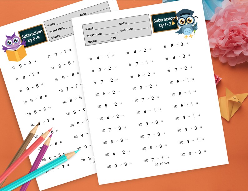 1st Grade Subtraction Worksheets for Kids, Montessori Math, Grade 1 ...