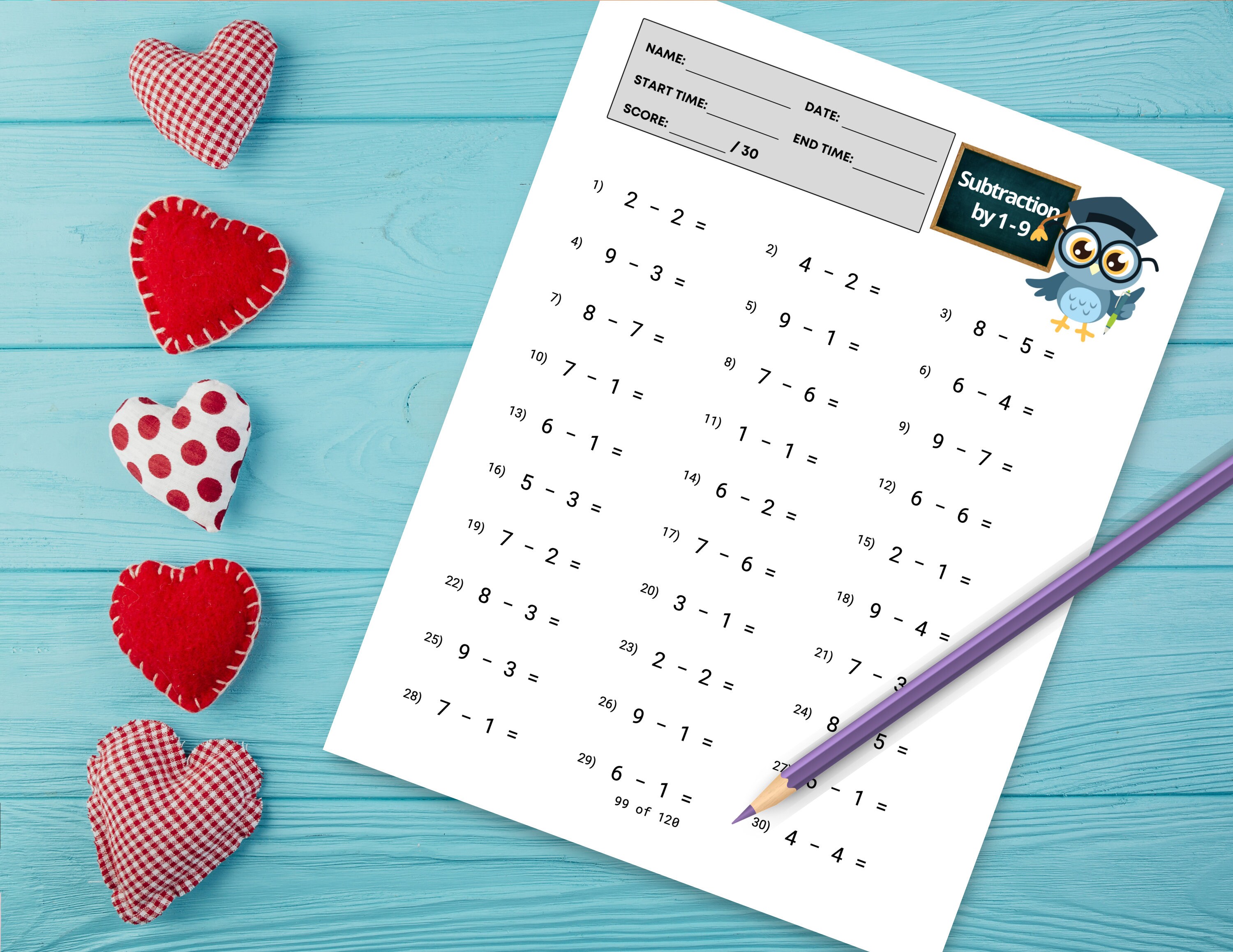 1st Grade Subtraction Worksheets for Kids, Montessori Math, Grade 1 ...
