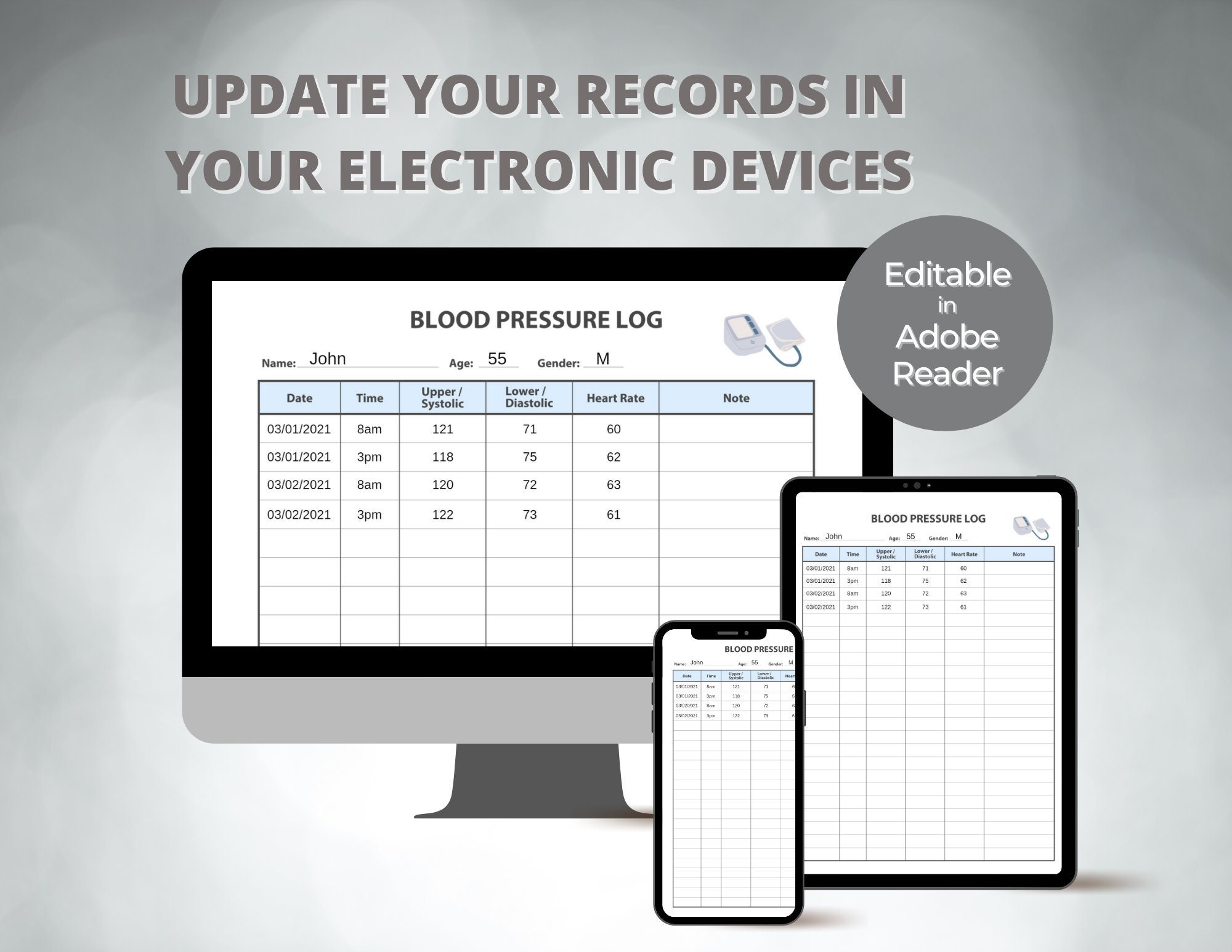 Editable Blood Pressure Log, Printable Health Tracker, Medical Tracker ...