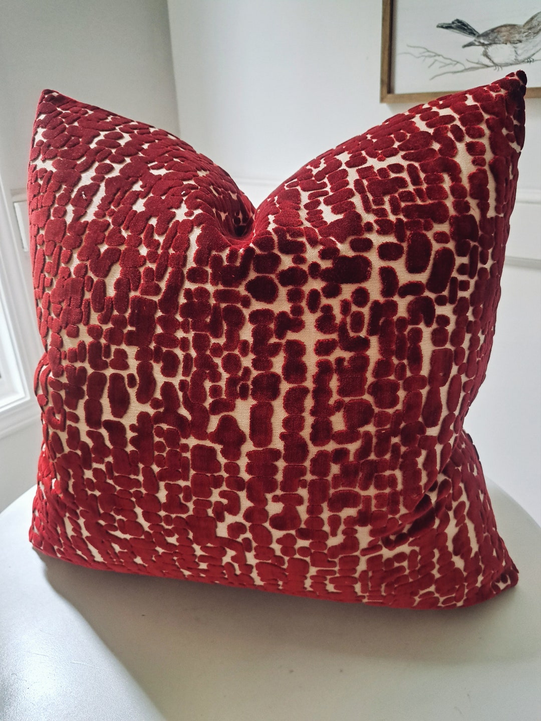 Red Cut Velvet Pillow Cover - Etsy