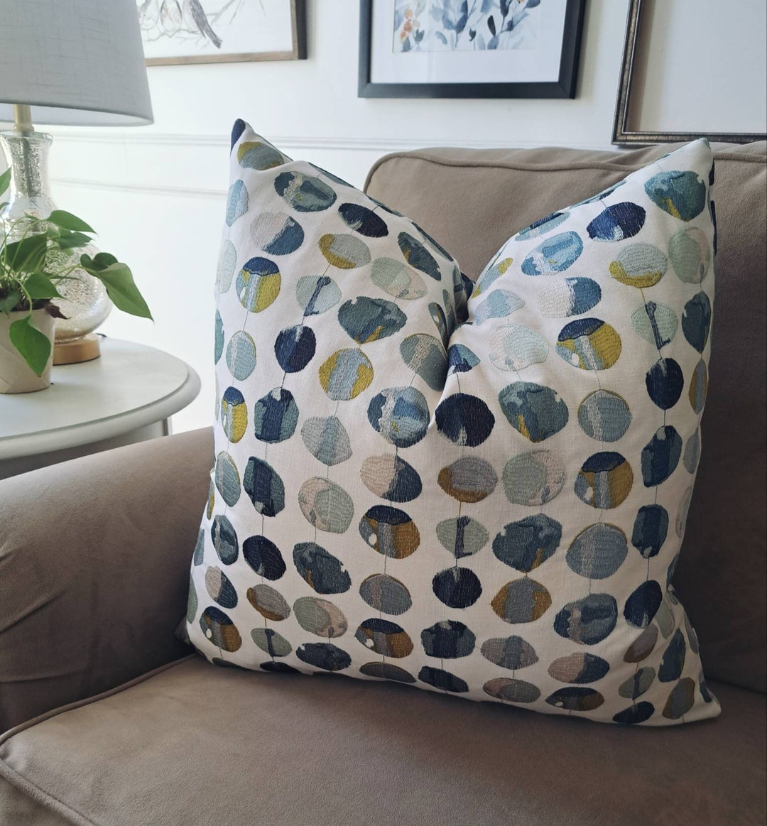 Contemporary Pattern Modern Blue Dot Pillow Cover - Etsy